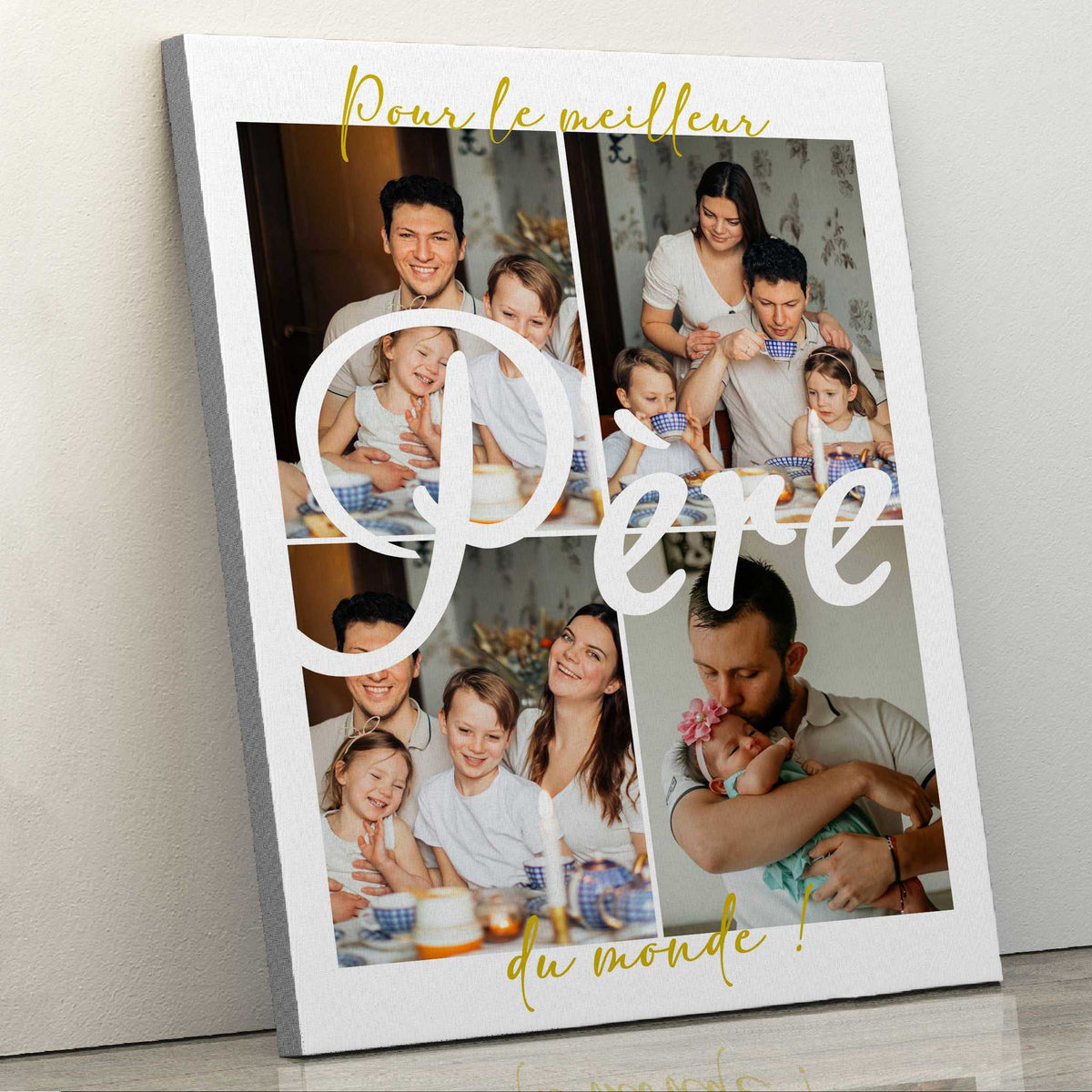 "Meilleur papa du monde" - Toile personnalisée avec noms | CanvasCutie.fr