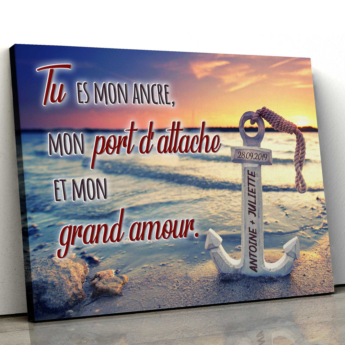 "Mon port d'accueil" - Toile personnalisée avec noms | CanvasCutie.fr